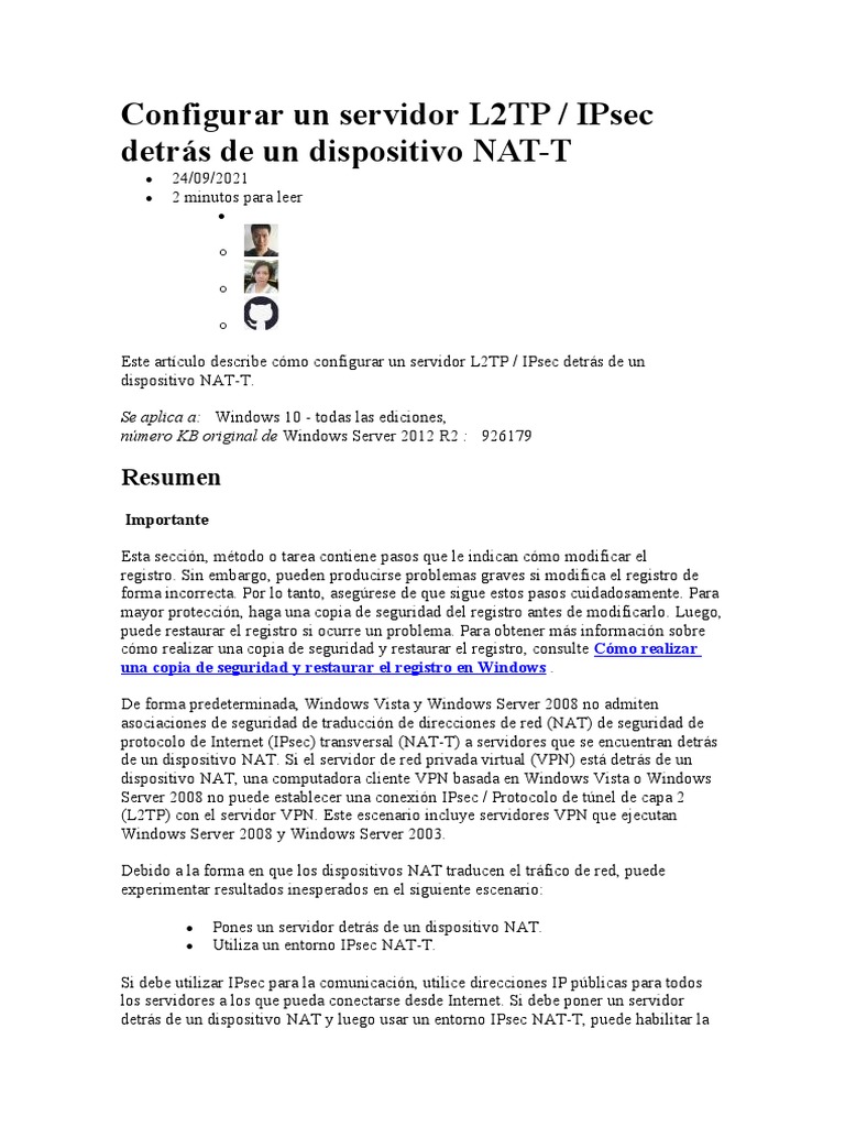 Configurar Un Servidor L2TP | PDF | Red privada virtual | Microsoft Windows