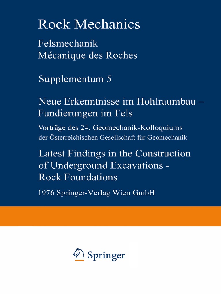 (Rock Mechanics - Felsmechanik - Mécanique Des Roches 5) Dr. Georg ...