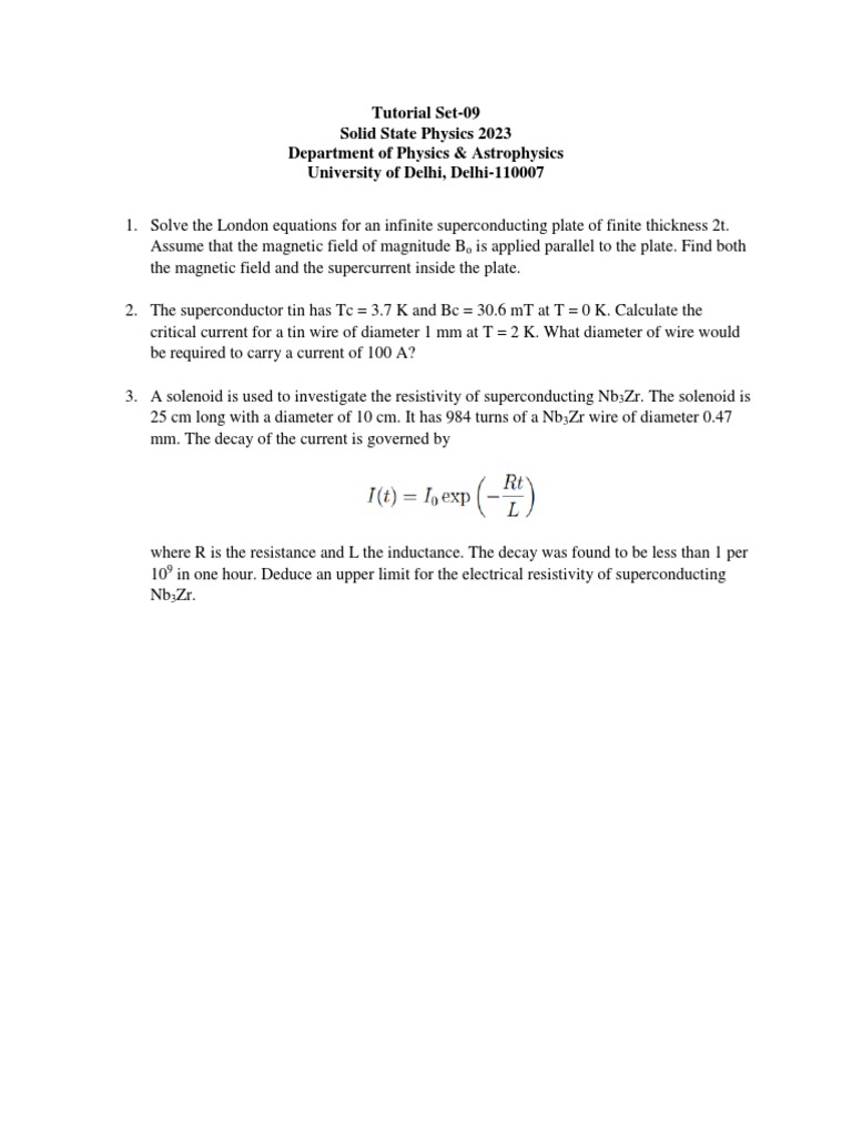 Tutorial Sheet 9-1 | PDF