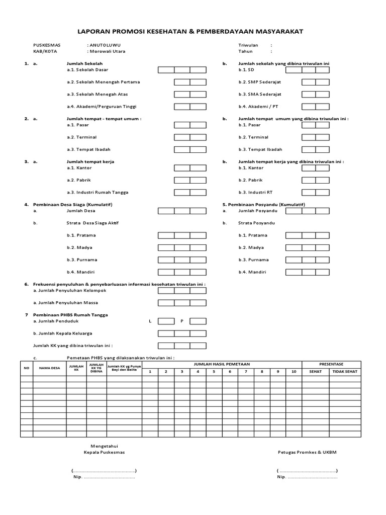 Format Laporan Promkes | PDF