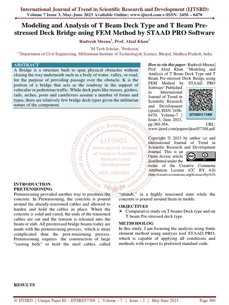 Modeling and Analysis of T Beam Deck Type and T Beam Pre Stressed Deck ...
