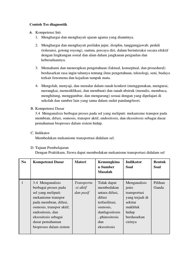 Contoh Tes Diagnostik SMA | PDF