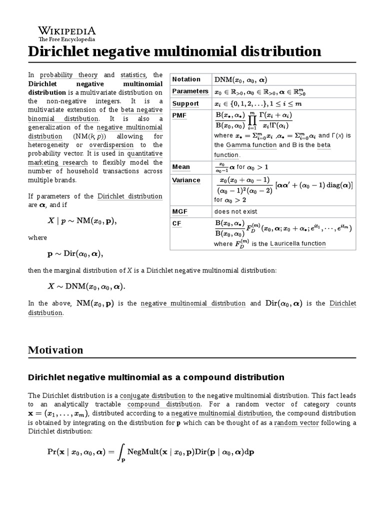 Dirichlet Negative Multinomial Distribution | PDF | Measure Theory | Multivariate Statistics