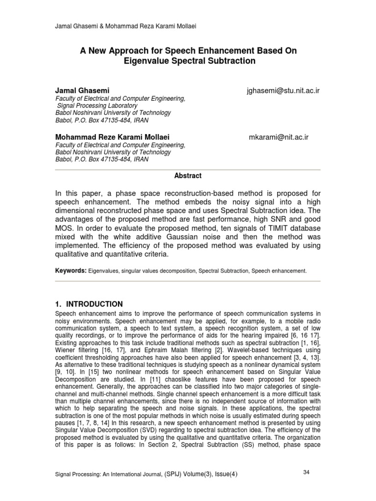 Speech Enhancement Based On ESS | PDF