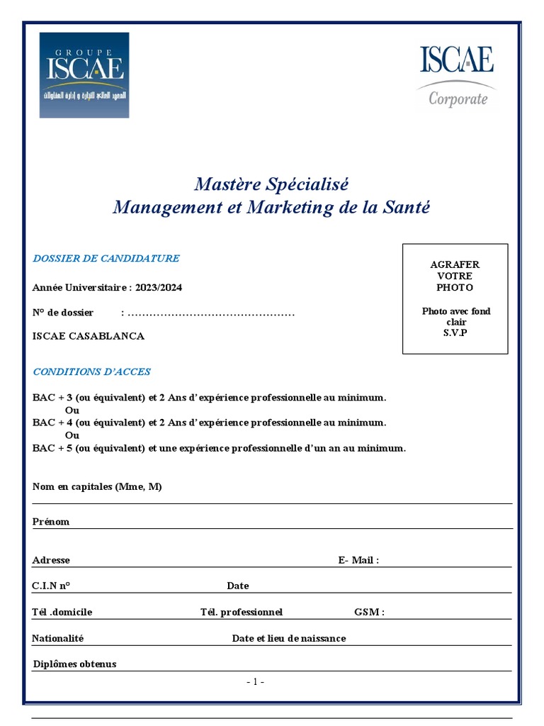 Dossier DInscription MMS 2023 2024 | PDF