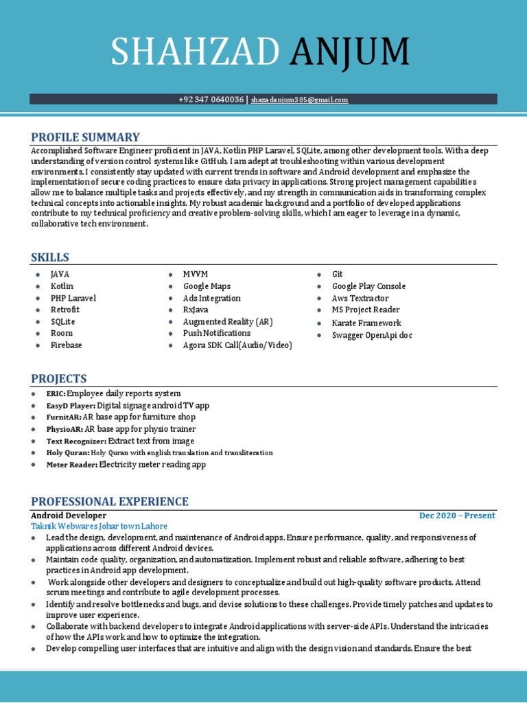 Shahzad Anjum | PDF | Android (Operating System) | Software