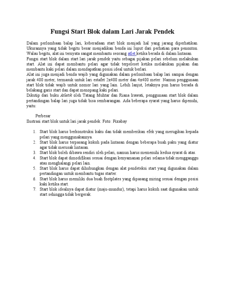 Fungsi Start Blok dalam Lari Pendek | PDF