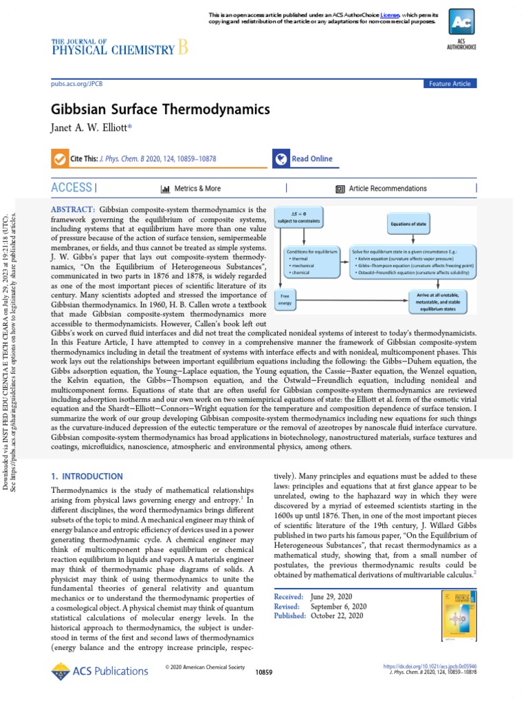 Gibbsian Surface Thermodynamics | PDF