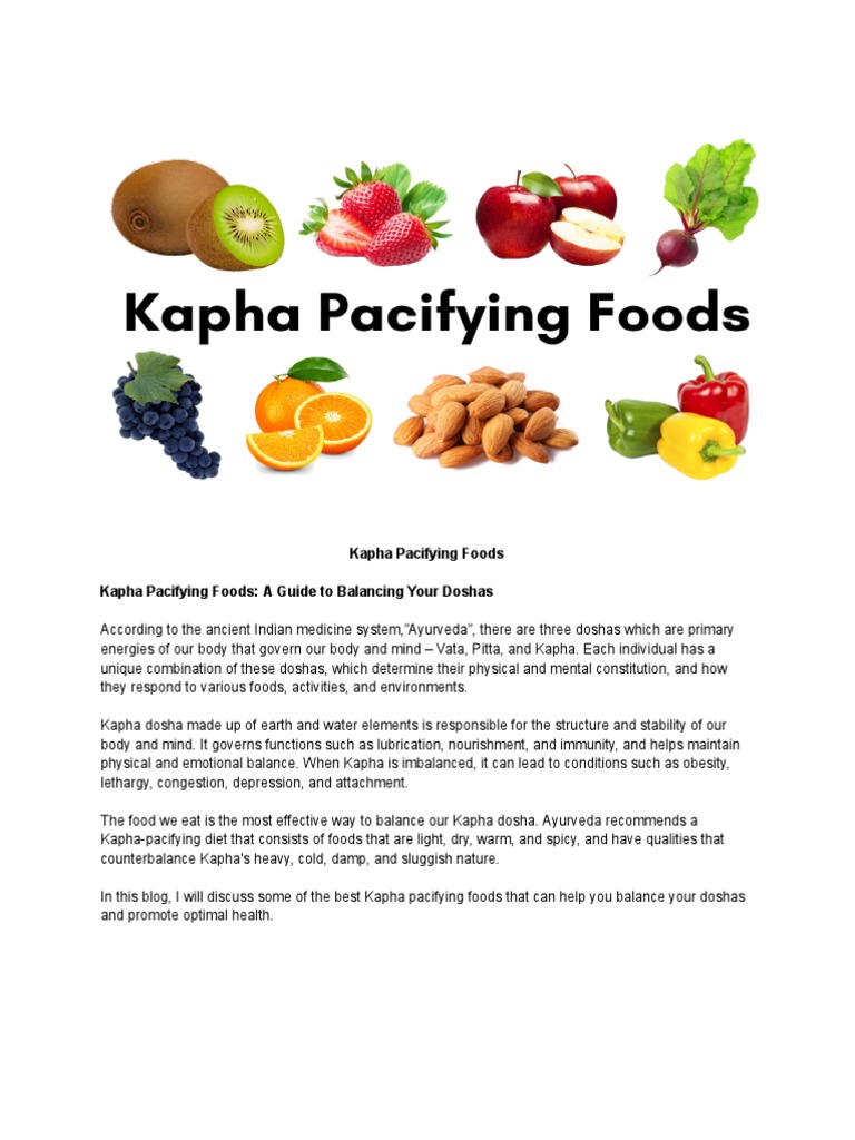 Kapha Pacifying Foods | PDF | Leaf Vegetable | Vegetables