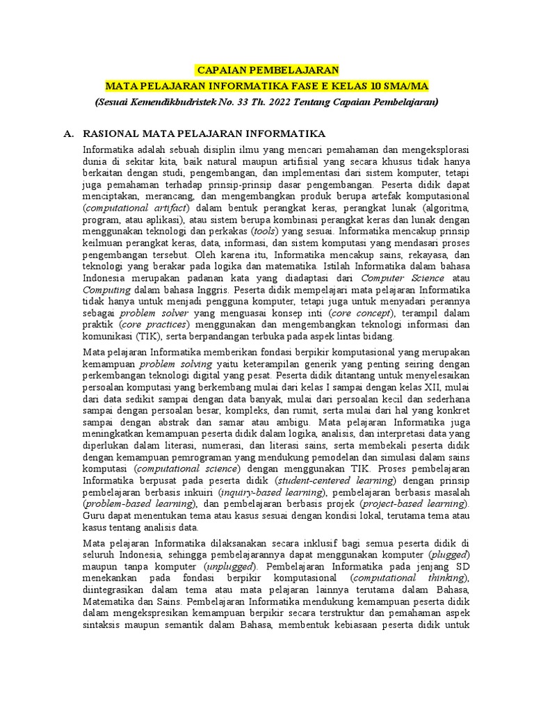 CP Fase E - Informatika | PDF