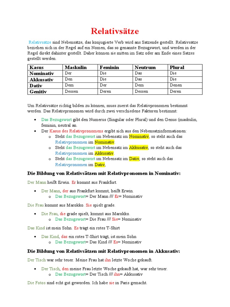 Relativsätze | PDF