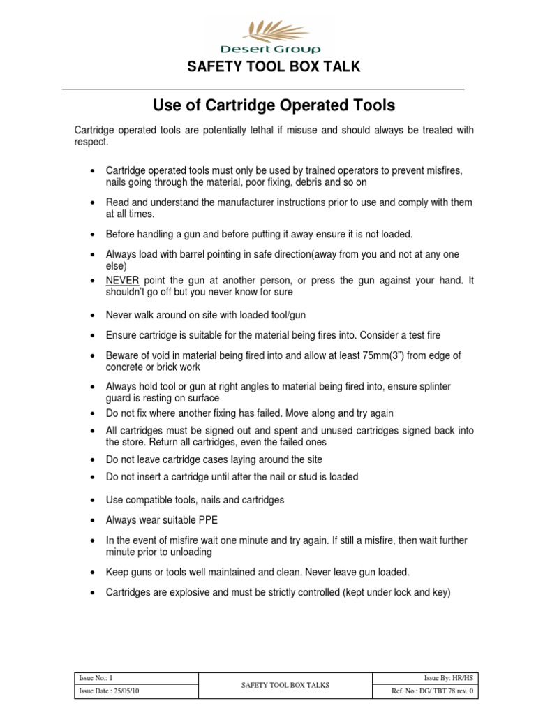 Cartridge Operated Tools | PDF