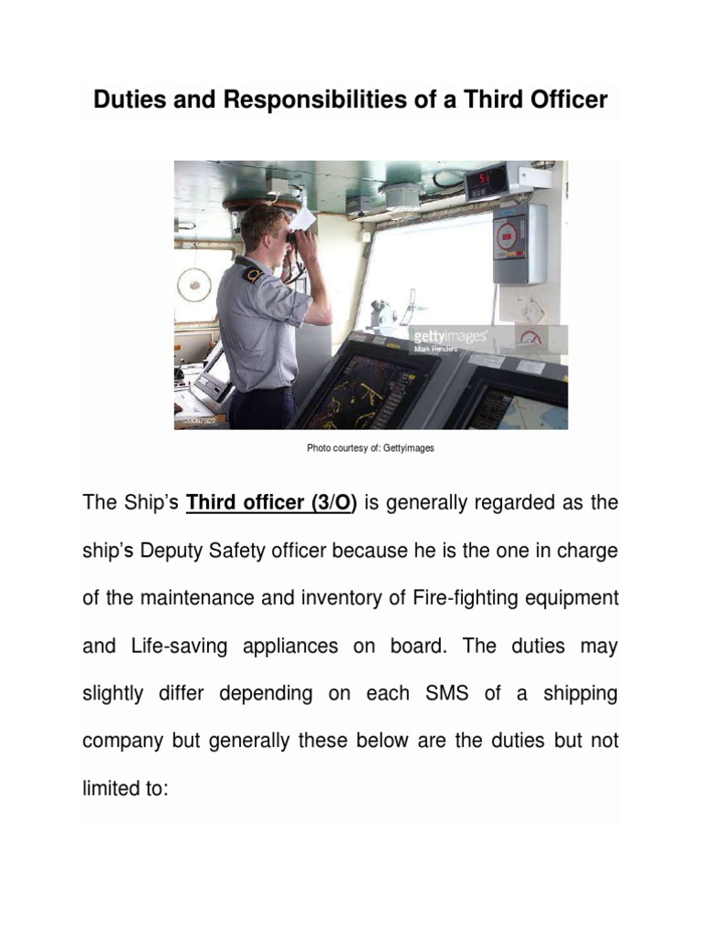 Duties and Responsibilites of A Third Officer | PDF