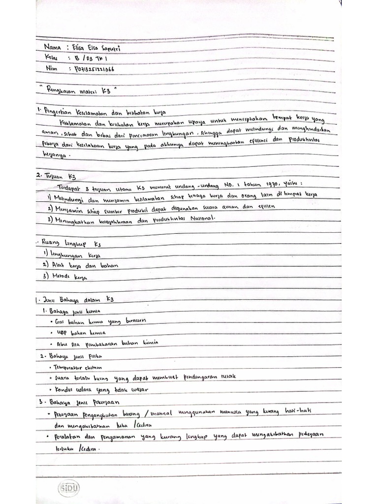 Elisa Elsa Saputri (K3) : B TK 1 | PDF