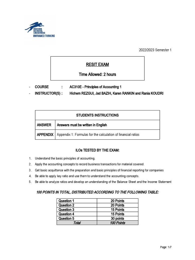 AC310E - Resit Exam | PDF