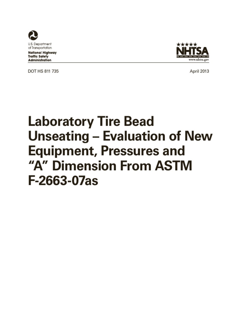 Laboratory Tire Bead Unseating - Evaluation of New Equipment, Pressures ...