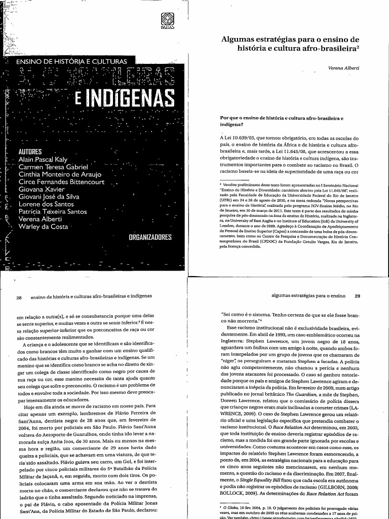 ALBERTI Verena Algumas Estrategias para o Ensino de História e Cultura ... ALBERTI Verena Algumas Estrategias para o Ensino de História e Cultura ...