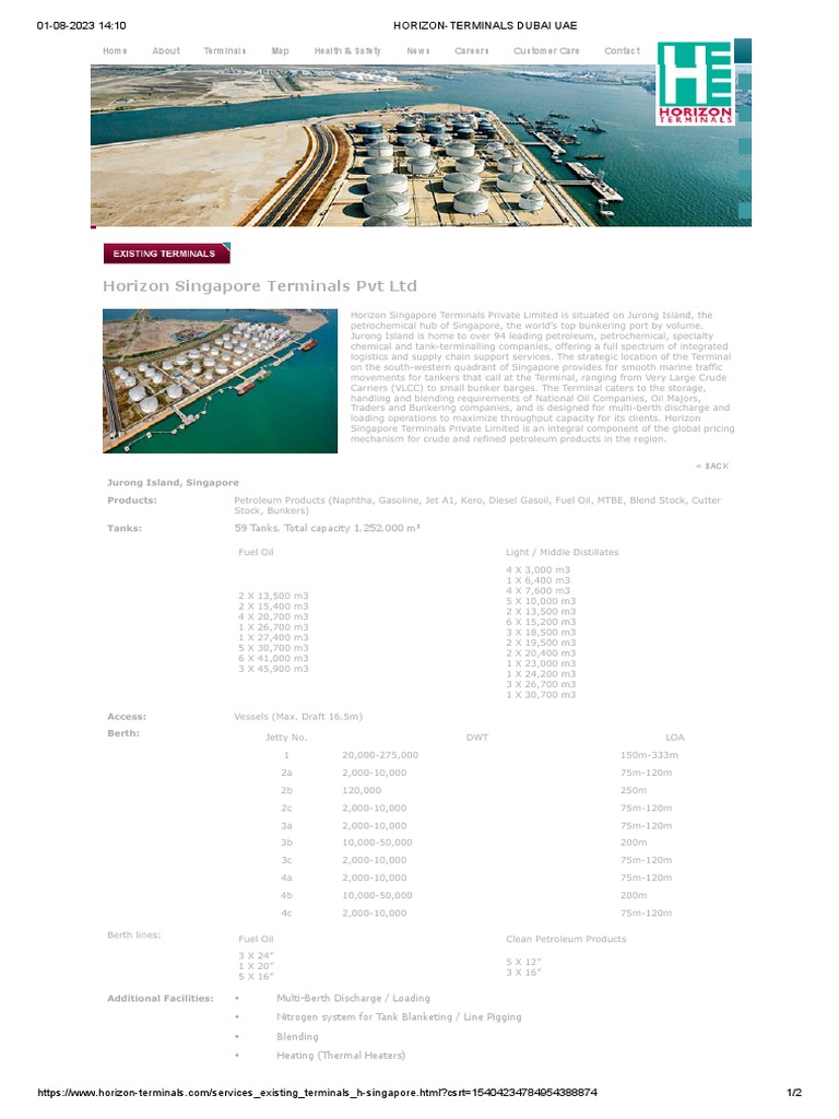 Horizon Singapore Terminals PVT LTD | PDF