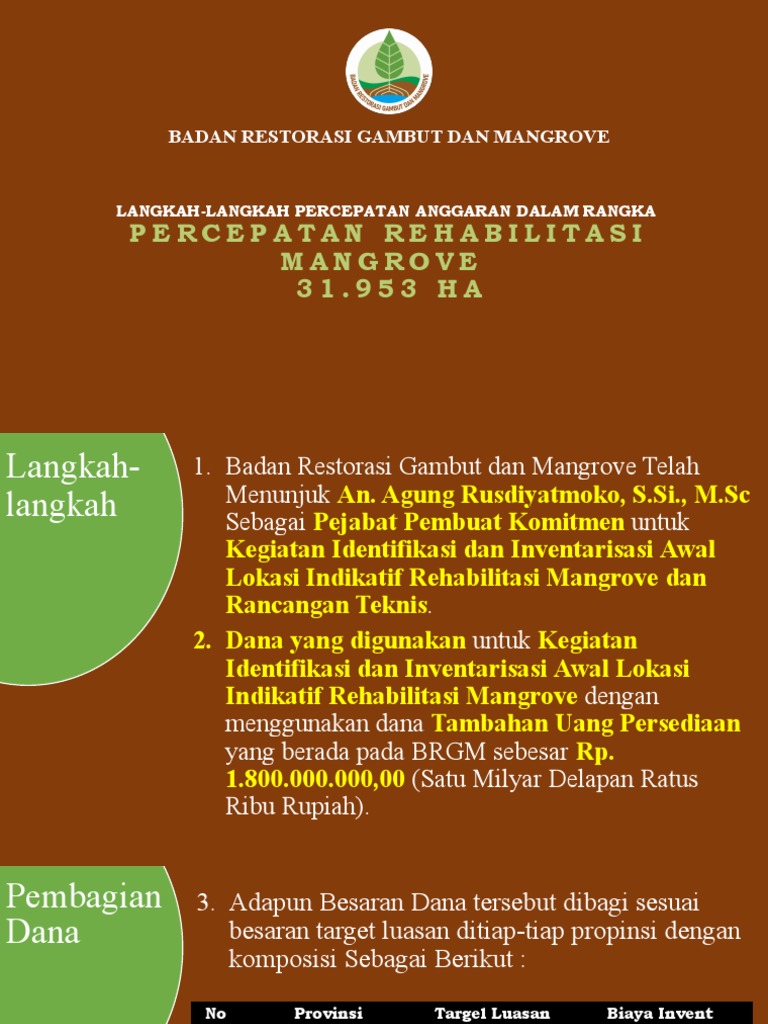 Langkah-Langkah Percepatan Anggaran Dalam Rangka Percepatan Rehabilitasi Mangrove | PDF
