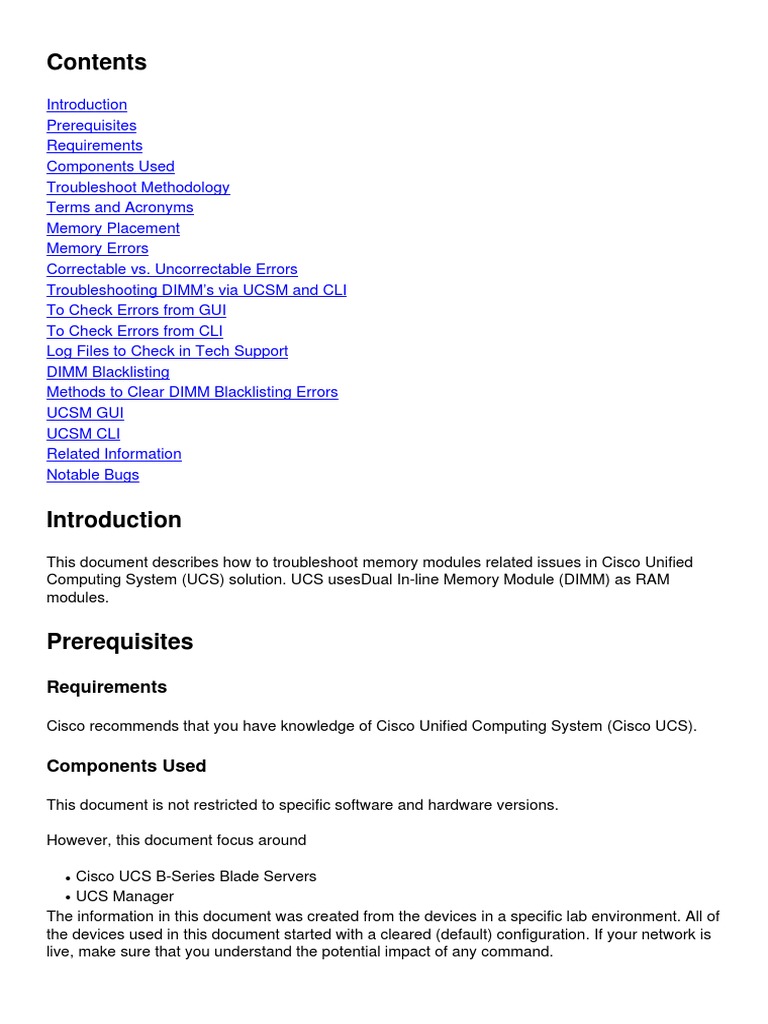 Troubleshoot DIMM Memory Issues in UCS | PDF