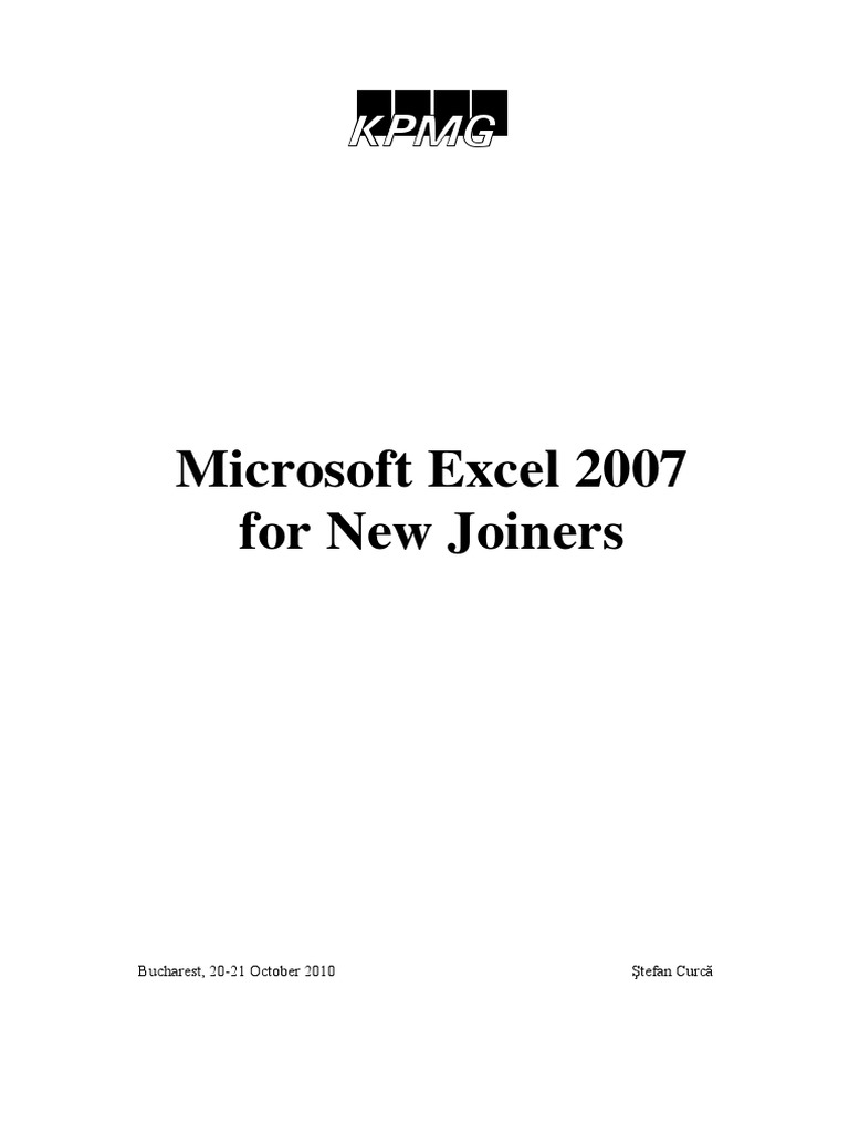 Microsoft Excel Training Pdf 
