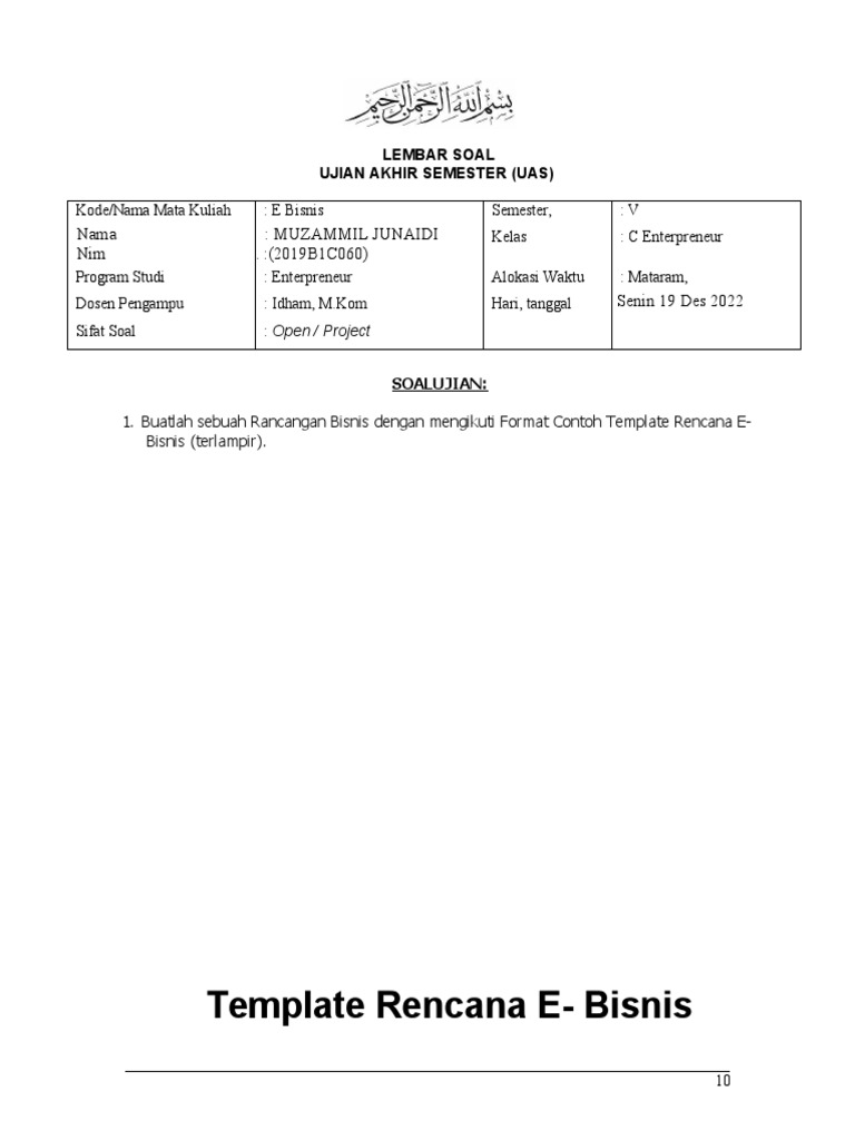 Uas e Bisnis Muzammil Junaidi | PDF