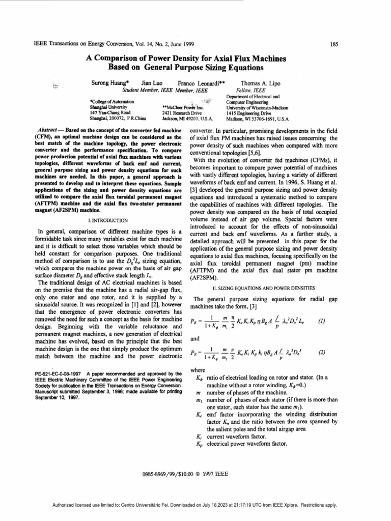 A Comparison of Power Density For Axial Flux Machines Based On General ...