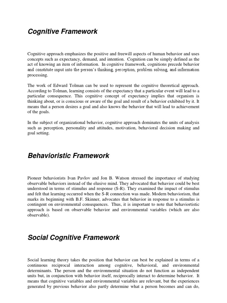 Cognitive Framework | PDF | Behaviorism | Cognition