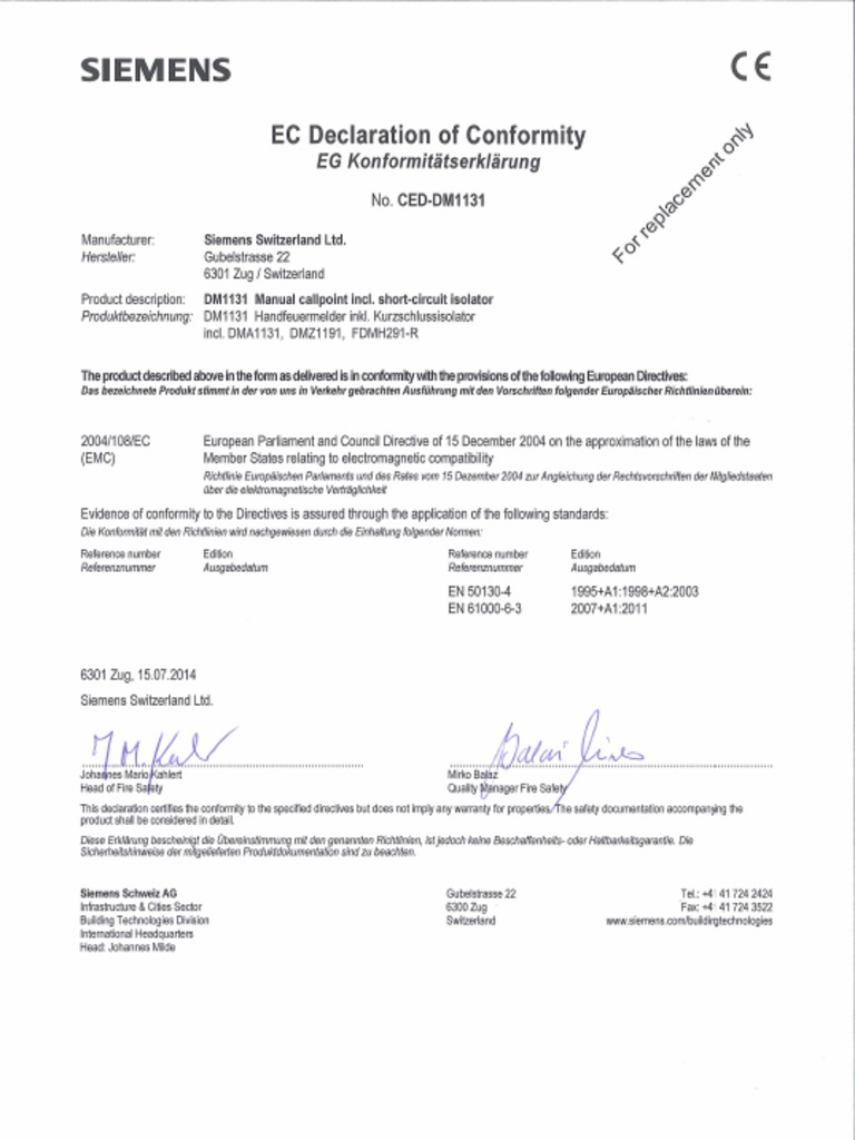 A6V10377557 - EC Declaration - DM1131 - en | PDF