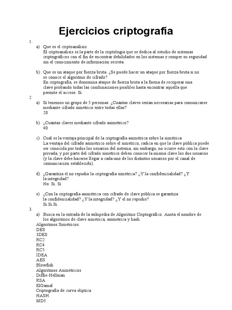 Ejercicios Criptografia | PDF