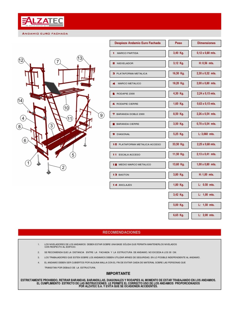 Ficha Andamio Euro Fachada ALZATEC | PDF