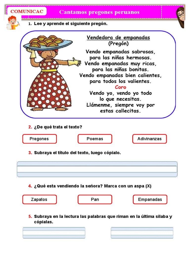 D1 A1 FICHA COM Cantamos Pregones Peruanos | PDF