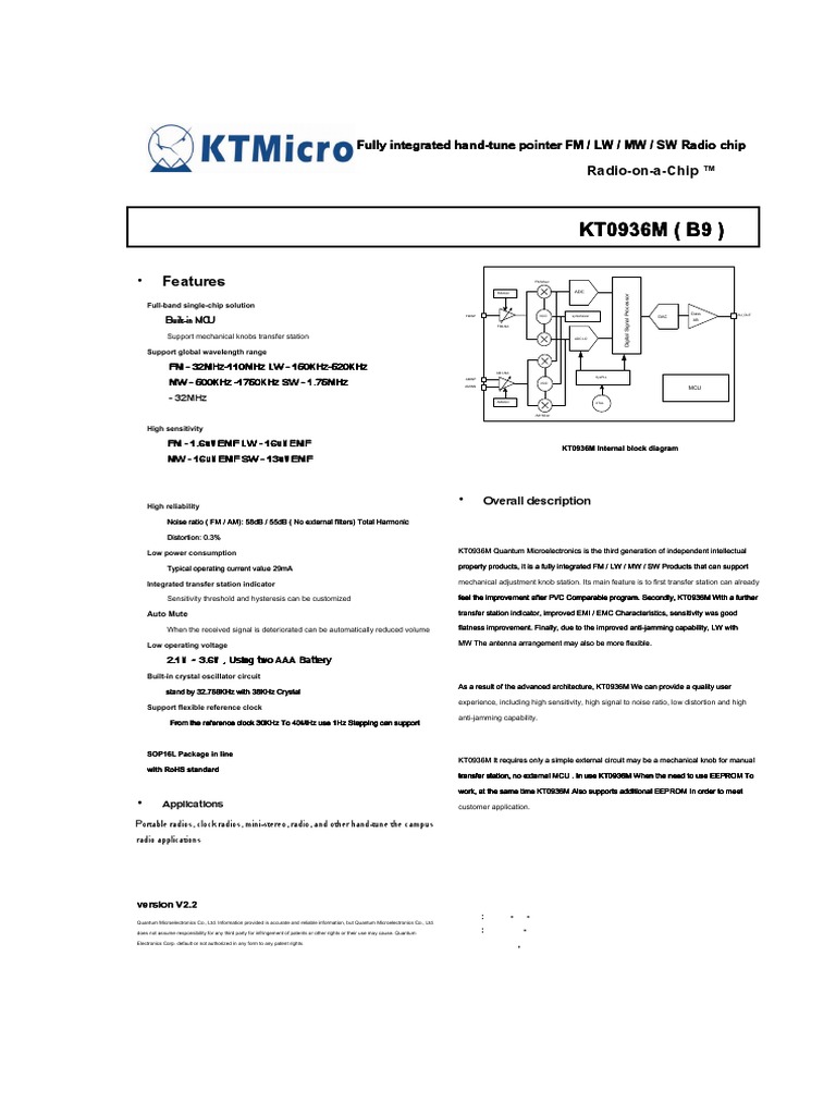 Radio KT0936m b9 V2.2-English | PDF