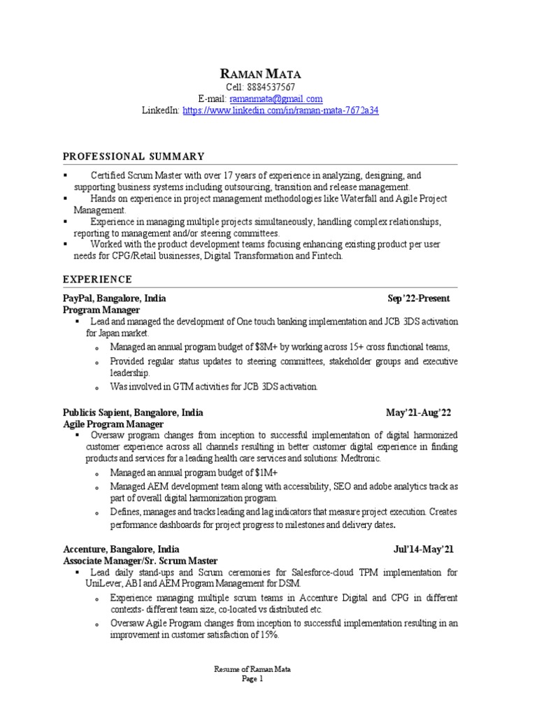 Raman Resume | PDF | Scrum (Software Development) | Microsoft Sql Server Raman Resume | PDF | Scrum (Software Development) | Microsoft Sql Server