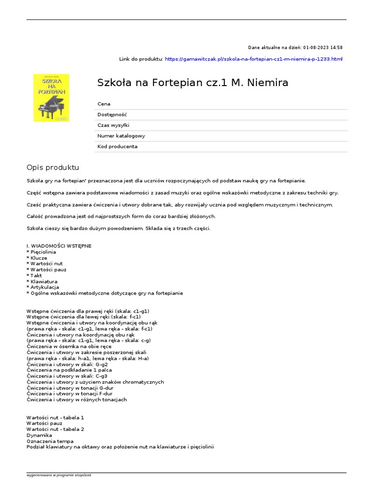 Szkola Na Fortepian cz1 M Niemira | PDF