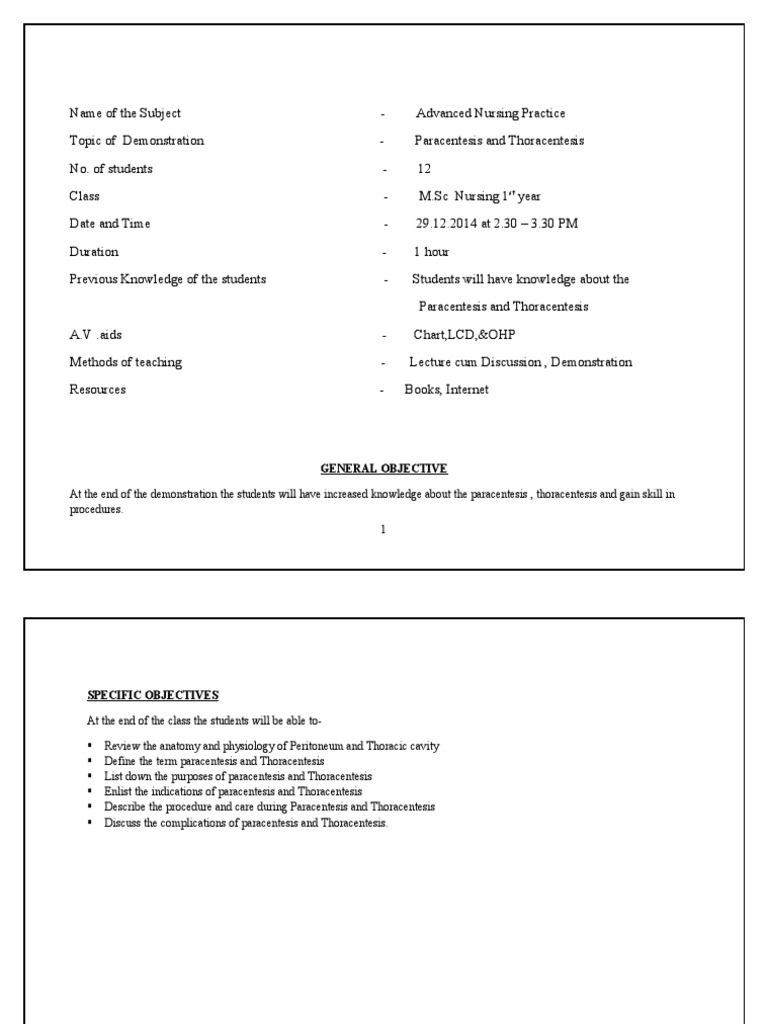 Paracentesis and Thoracentesis Overview | PDF | Peritoneum | Abdomen