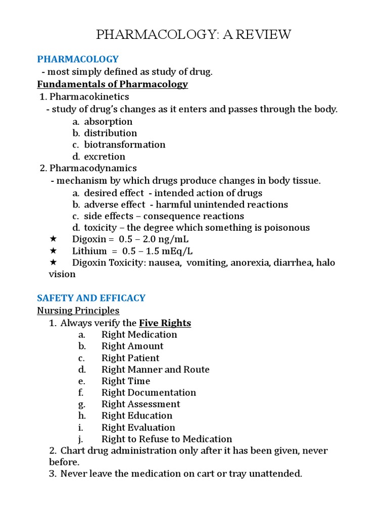 PHARMACOLOGY Booklet | PDF