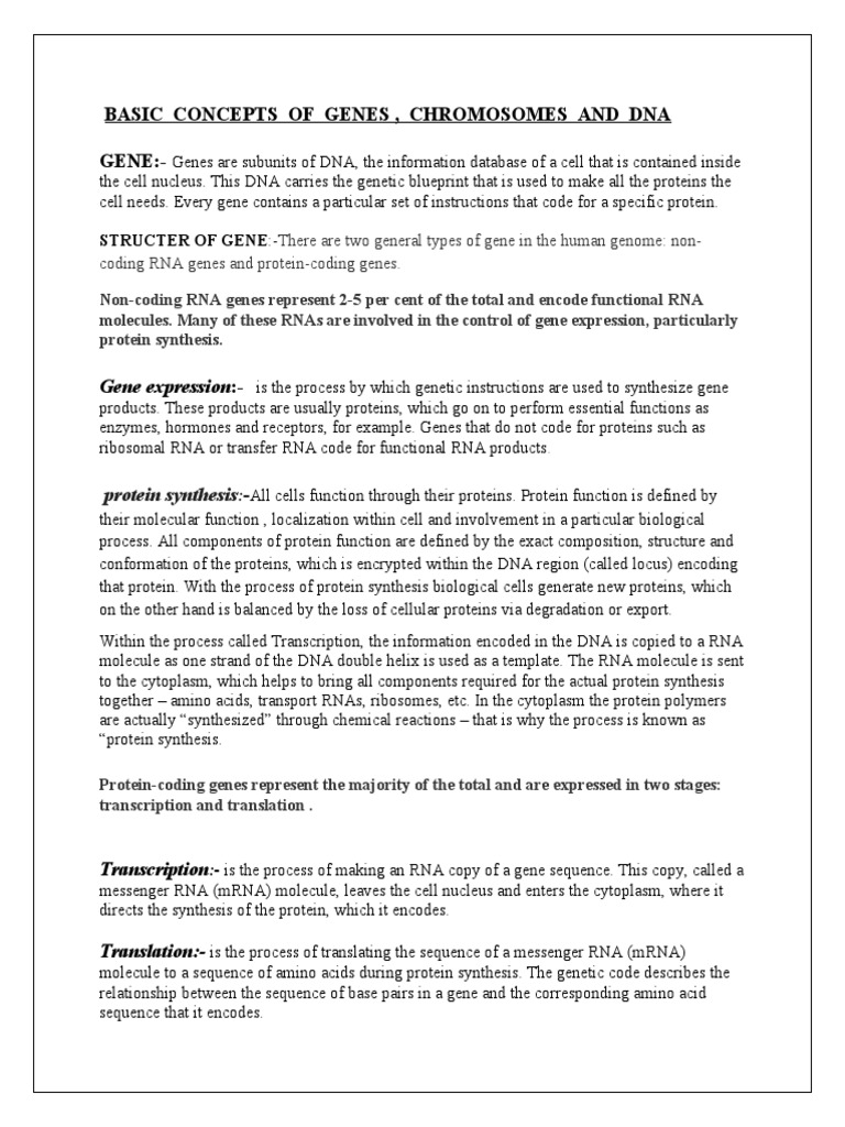 Basic Concepts of Genes | PDF