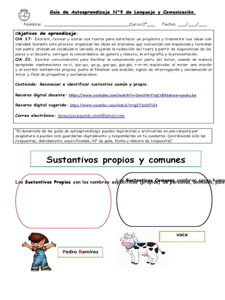 Guía de Sustantivos: Propios y Comunes | PDF | Caso de carta | Lingüística
