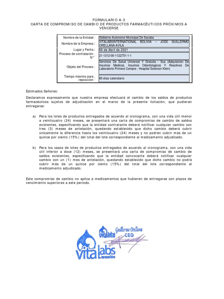 Formulario A-3 | PDF