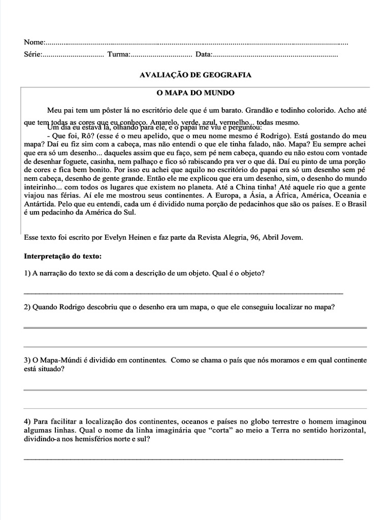 PDF Geografia o Mapa Do Mundo Texto Interpretaao Atividades - Compress ...