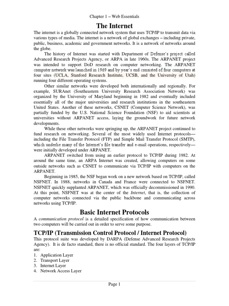 Unit 1 - Web Essentials | PDF | World Wide Web | Internet & Web