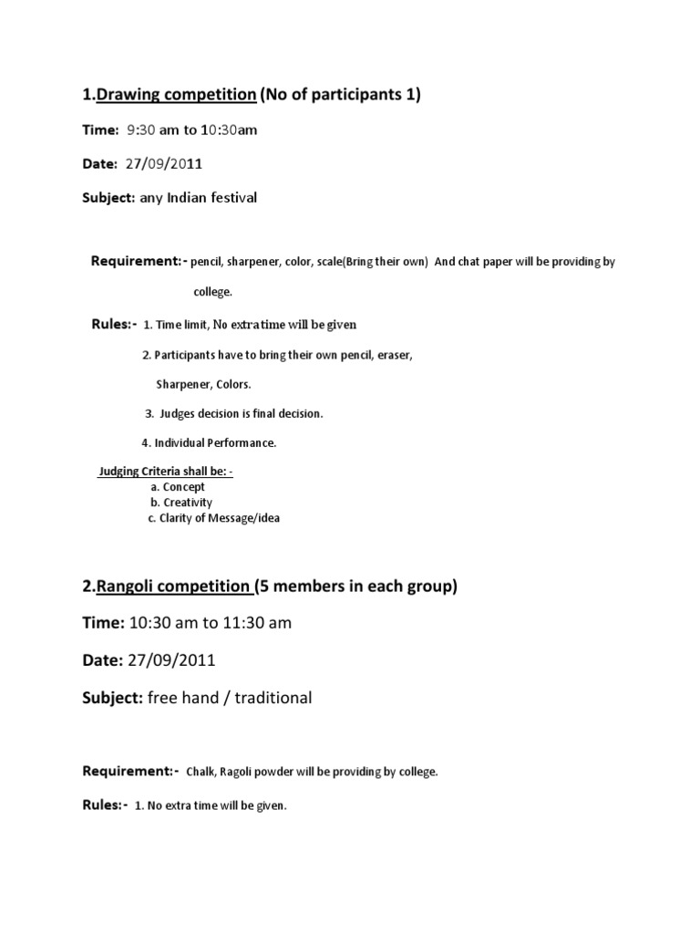 Event Competition | PDF | Poetry