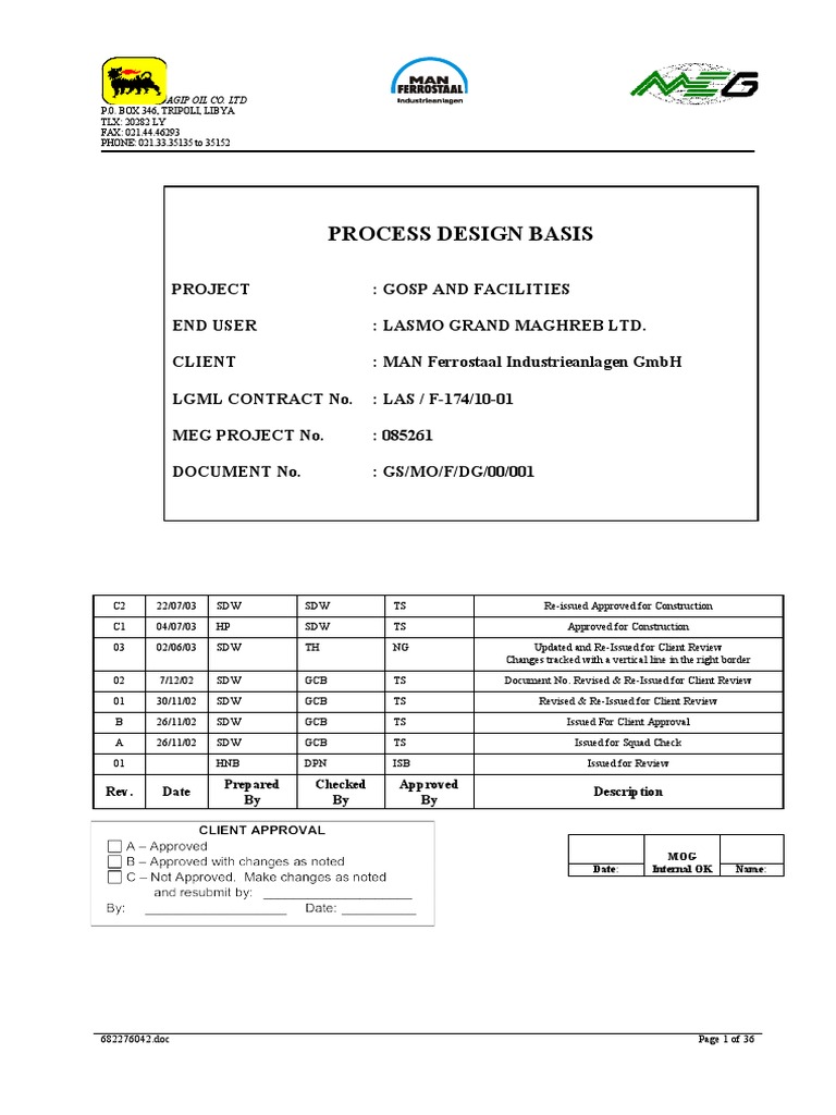 Process Design Basis | PDF