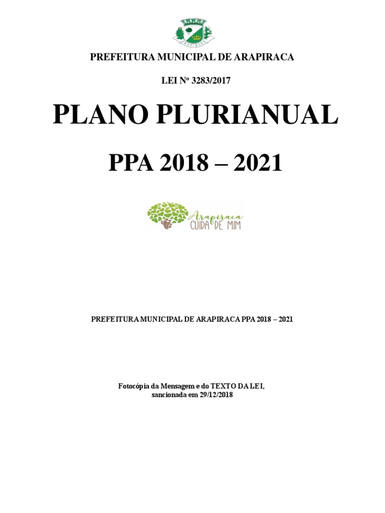 Plano Plurianual Arapiraca 2018-2021 | PDF