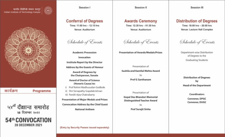 54th Convocation Programme | PDF