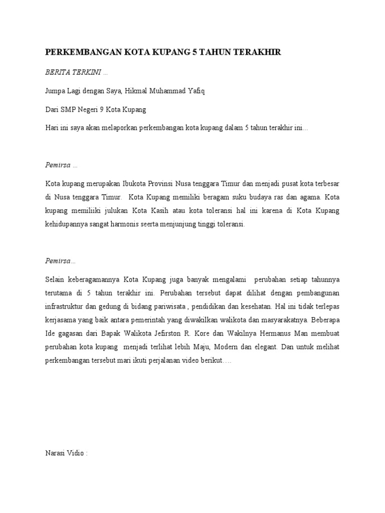 Teks Lomba reporter-PERKEMBANGAN KOTA KUPANG 5 TAHUN TERAKHIR | PDF