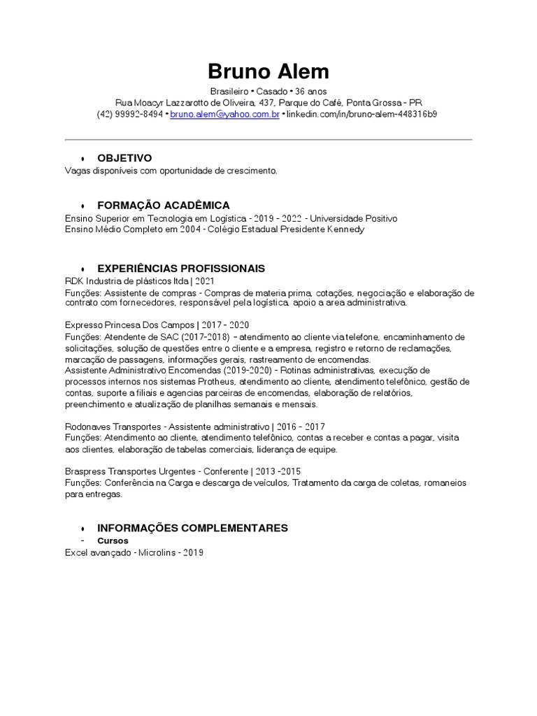 Currículo Bruno | PDF