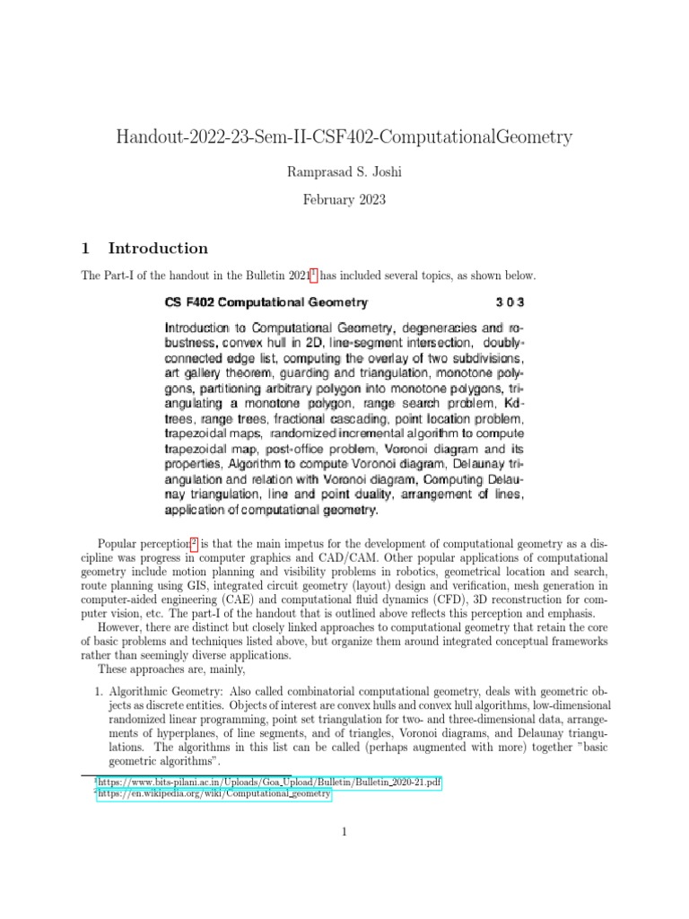 Computational Geometry Course Overview | PDF