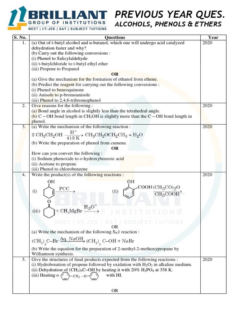 Unit 11 Alcohols & Ethers - 230206 - 114927-1 - 230703 - 162856 | PDF ...